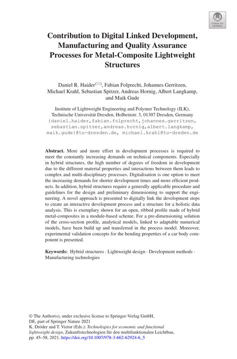 pdf contribution to the optimization of metal composite lightweight