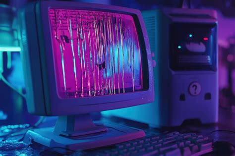 premium photo distorted vintage computer screen glitch