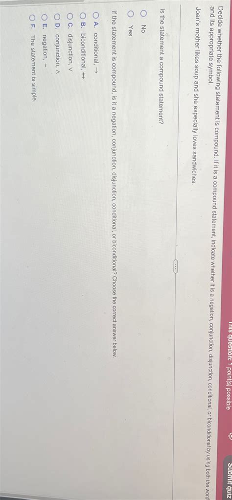 Solved Decide Whether The Following Statement Is Compound