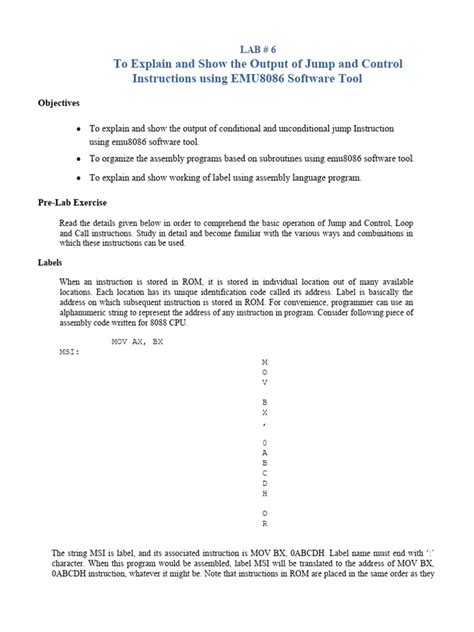 Jump And Control Instructions Pdf Control Flow Assembly Language
