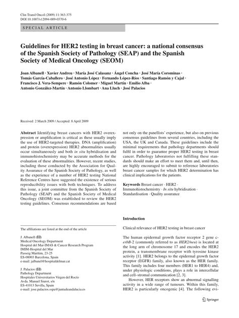 Pdf Guidelines For Her2 Testing In Breast Cancer A National
