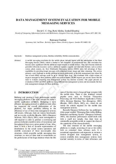 Pdf Data Management System Evaluation For Mobile Messaging Services