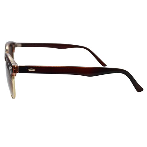 Brown Clubmaster Sunglasses With Gold Accents