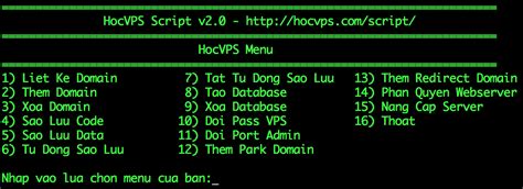 Cài đặt và Quản lý server dễ dàng với HocVPS Script Học VPS