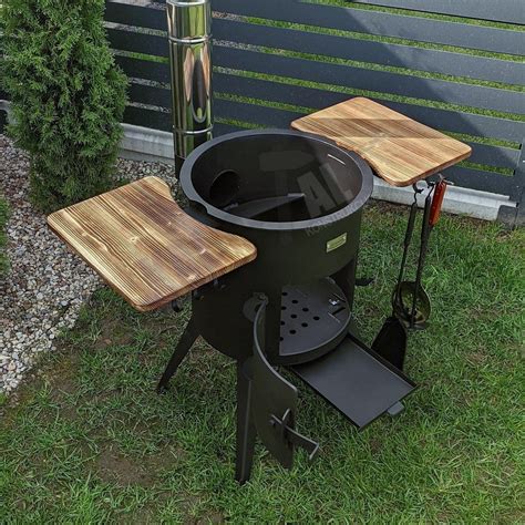 KrĀsns Kazanam Ar Plauktiem Un Skursteni Katlam 12 16l