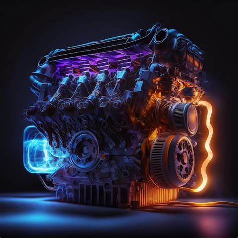 Premium Ai Image A Picture Of A Car Engine With A Blue Light On It