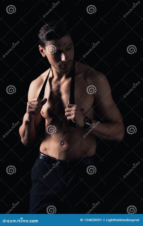 Handsome Shirtless Man Posing Isolated Stock Image Image Of Flower Rose