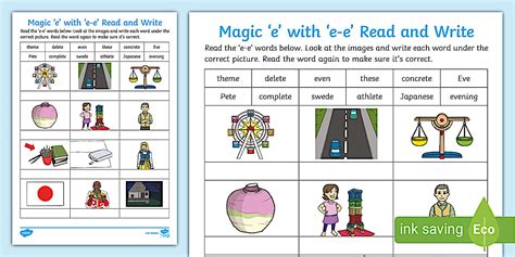 Magic E With E E Read And Write Worksheet Teacher Made
