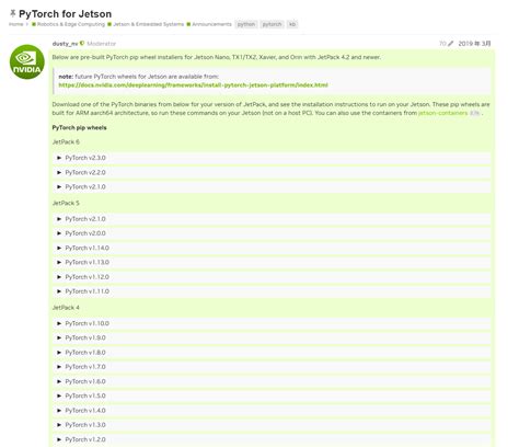 Nvidia Jetson 环境安装指导 Pytorch Conda Cudnn Dockerpytorch For Jetson Csdn博客