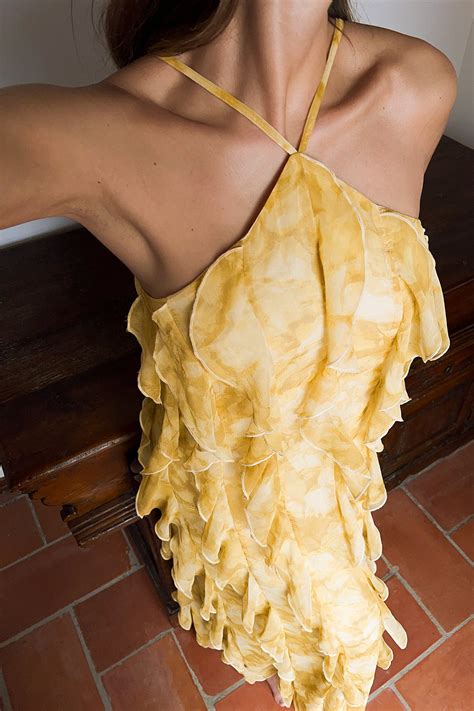 Structured Chiffon Ruffle Detail Maxi Dress Yellow Na Kd