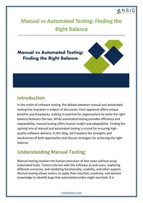 ppt manual vs automated testing finding the right balance powerpoint