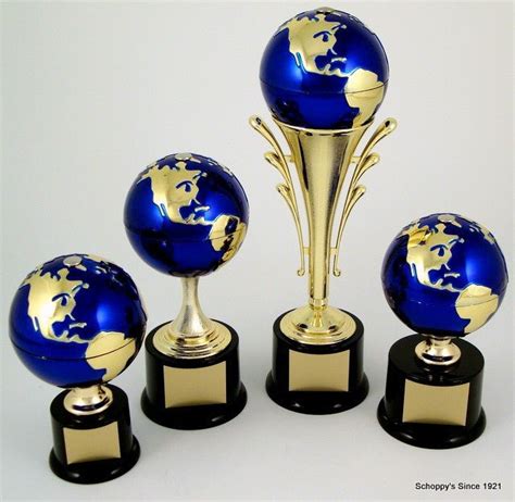 Earth Day Globe Riser Trophy With Spinning Action Schoppys Since 1921