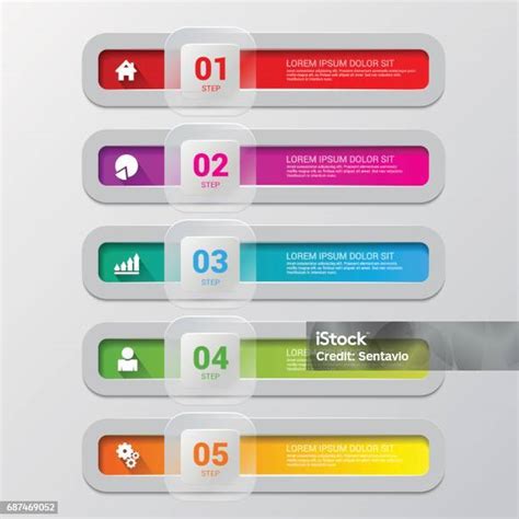 simple multicolor 5 step process steps labels infographics mockup