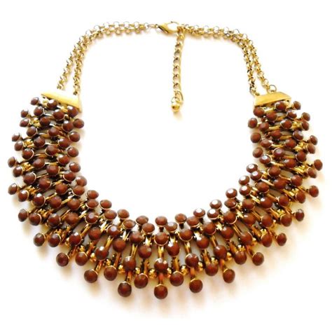 Fashion Collier Goldfarben Mit Braunen Steinen JOY Schmuck