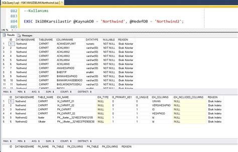 SQL Serverda İki Veritabanını Karşılaştıran Script SQL Server Eğitimleri