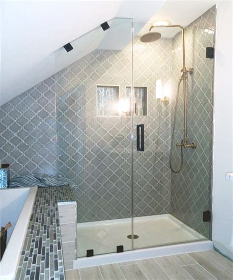 Frameless Shower For Sloped Ceiling Bathroom Attic Shower Bathtub Shower Doors Frameless