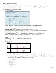 TRANSFORMATIONS OF FUNCTIONS Pdf Transformations Of Functions In This Section We Study