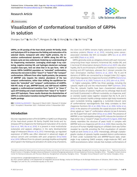 Pdf Visualization Of Conformational Transition Of Grp94 In Solution
