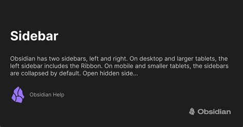 Sidebar Obsidian Help