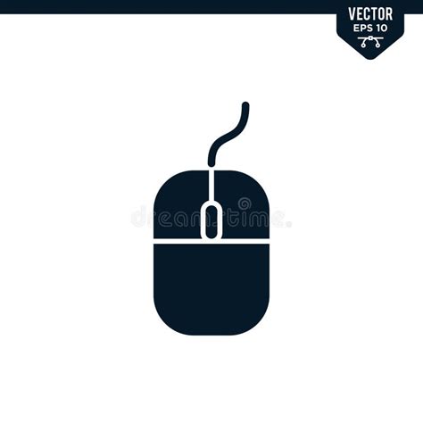 Computer Mouse Icon Collection Glyph Style Stock Vector Illustration