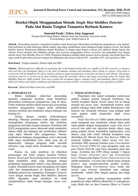 Pdf Deteksi Objek Menggunakan Metode Single Shot Multibox Detector