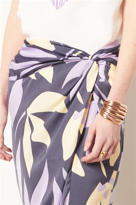 Falda Larga Estampada Gamora Lilas Etam