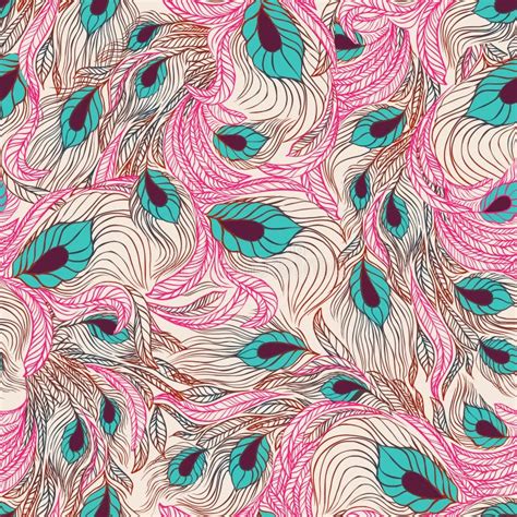 Seamless Pattern Peacock Tail Feathers Stock Vector Illustration Of