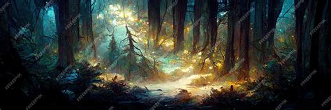 Premium Photo Deep Forest Fantasy Backdrop Concept Art Realistic