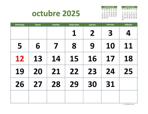 Calendario Octubre 2025 Con Festivos Tandy Larisa