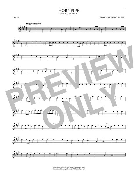 Hornpipe By George Frideric Handel Sheet Music For Violin Solo At Sheet
