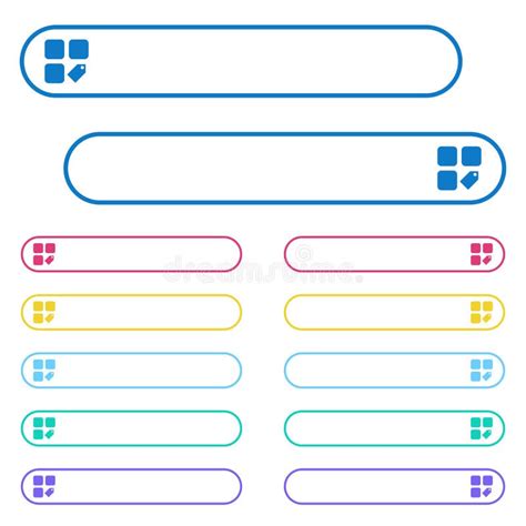 tag component icons in rounded color menu buttons stock vector