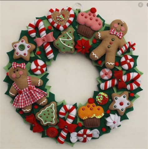 Eu Amo Artesanato Guirlanda De Natal Ginger Em Feltro Molde