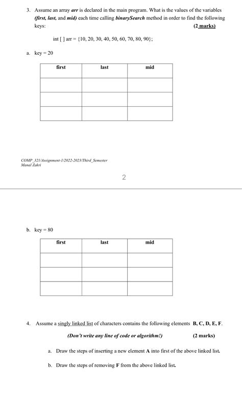 Solved 3 Assume An Array Arr Is Declared In The Main