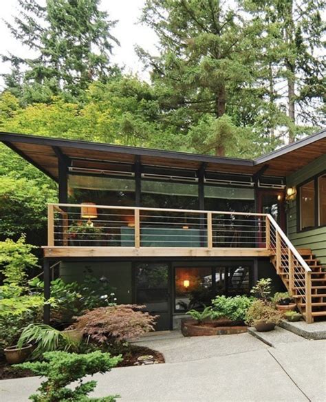 Mid Century Modern House In The Woods Backyard Landscaping Ideas