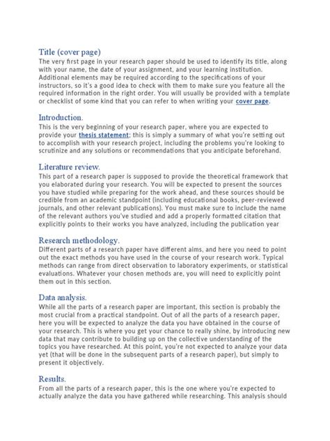 Research Paper Sections Pdf Methodology Academic Publishing