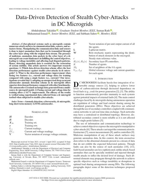 Data Driven Detection Of Stealth Cyber Attacks In Dc Microgrids Pdf Support Vector Machine