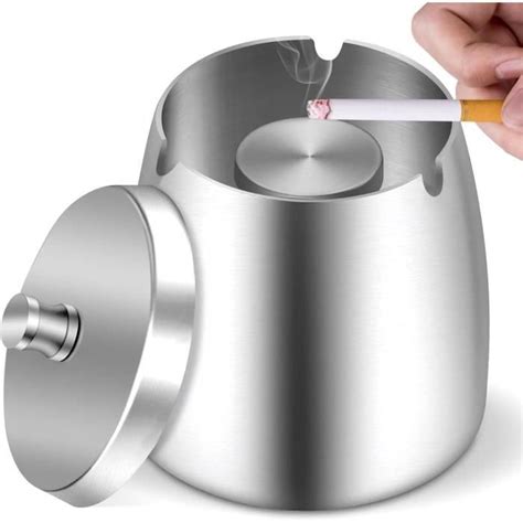 Cendrier Avec Couvercle 9 X 7 X 9 Cm Cendrier En Acier Inoxydable