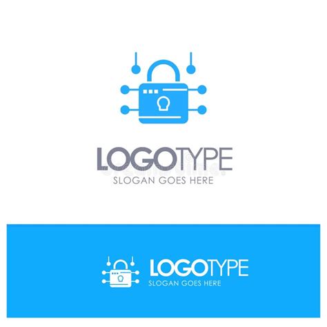 Lock Locked Security Secure Blue Solid Logo With Place For Tagline