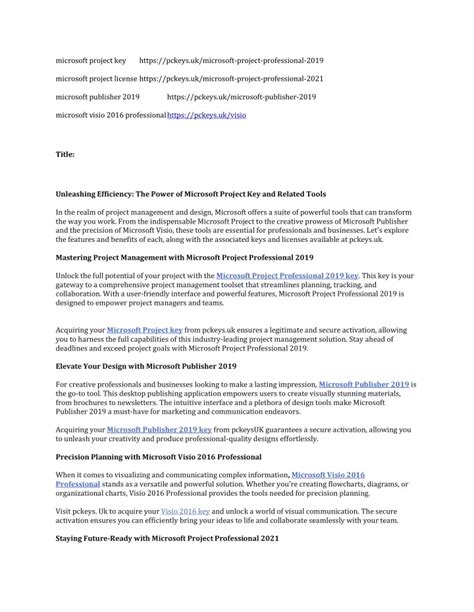 Ppt Unleashing Efficiency The Power Of Microsoft Project Key And