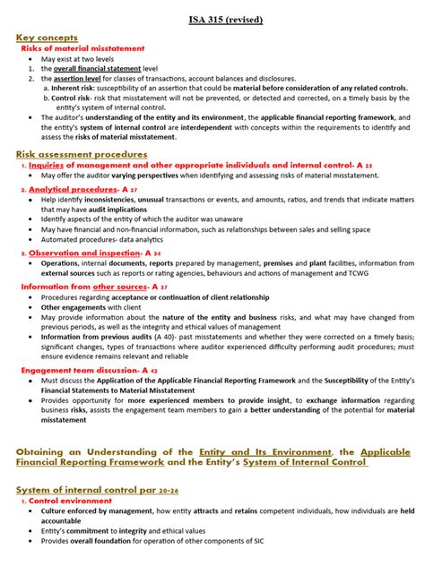 23 Isa 315 Internal Controls Pdf Internal Control Audit