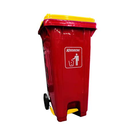 Jual Krisbow 240 Ltr Tempat Sampah Plastik Outdoor Pedal Tutup Merah
