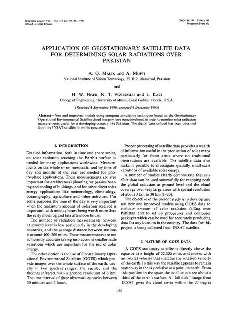 pdf application of geostationary satellite data for determining solar