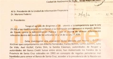 Exclusivo El Documento Sobre Los Kirchner Que Ducler Le Presentó Al