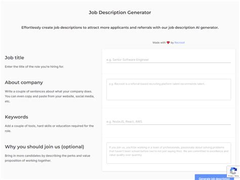 Job Description Generator Cosè prezzi a chi può servire AIToolBox it