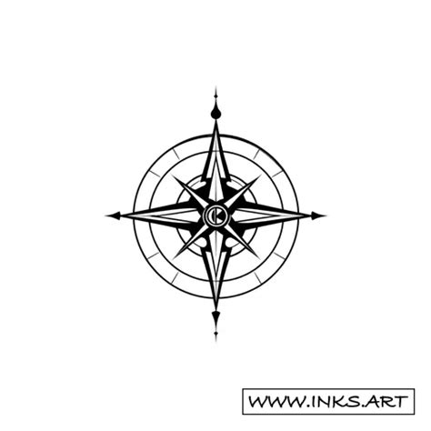 Tattoo Design Minimalist Compass Rose Symmetry Style Minimalist