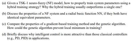 Solved A Given A TSK Neuro Fuzzy NF Model How To Chegg