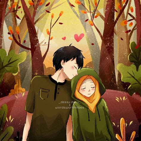 Gambar Kartun Lelaki Dan Perempuan Muslim Romantic Muslim Couple Happy Love Each Other Husband
