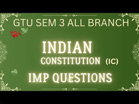 GTU INDIAN CONSTITUTION IMP QUESTIONS IC IMP SEM YouTube