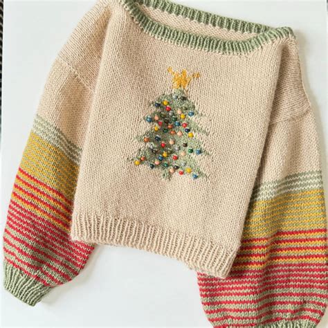 O Christmas Tree Sweater Knitting Pattern English Etsy