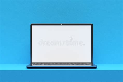 Modern Laptop Showing Blank Screen On Blue Background Stock Illustration Illustration Of